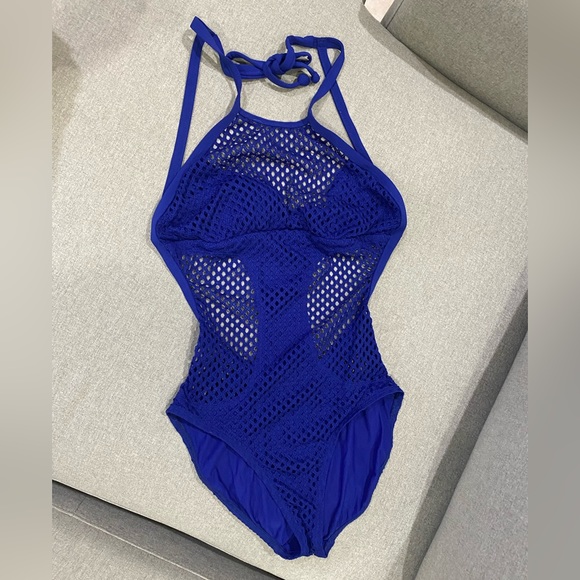 Robin Piccone | Swim | Robin Piccone Blue One Piece Eyelet Swimsuit Sz ...